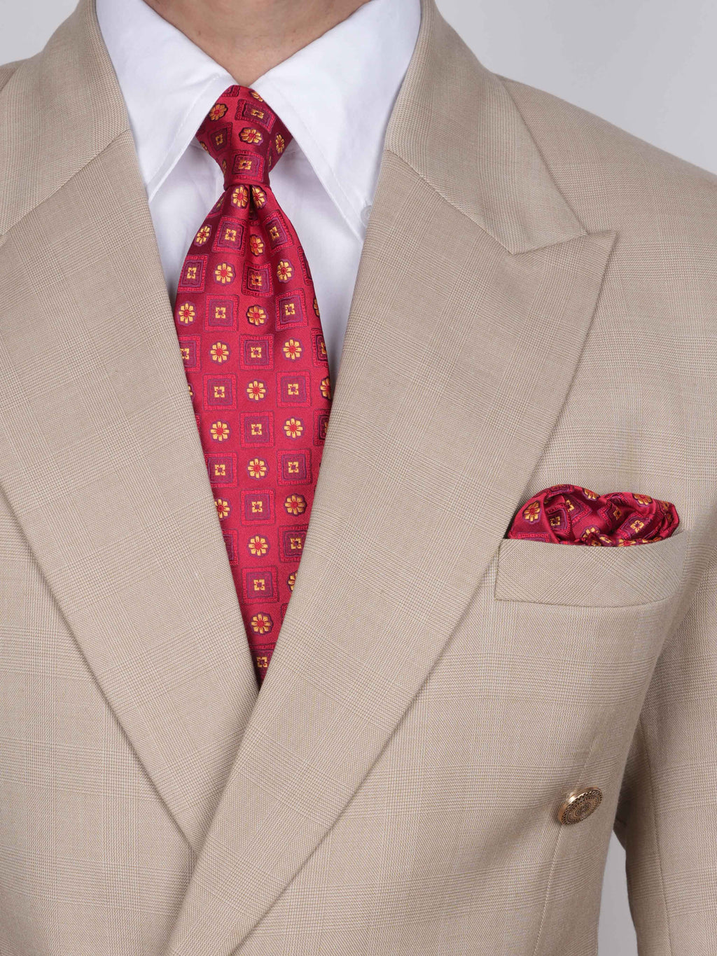 Red Geometrical Micro Silk Set – Warsan