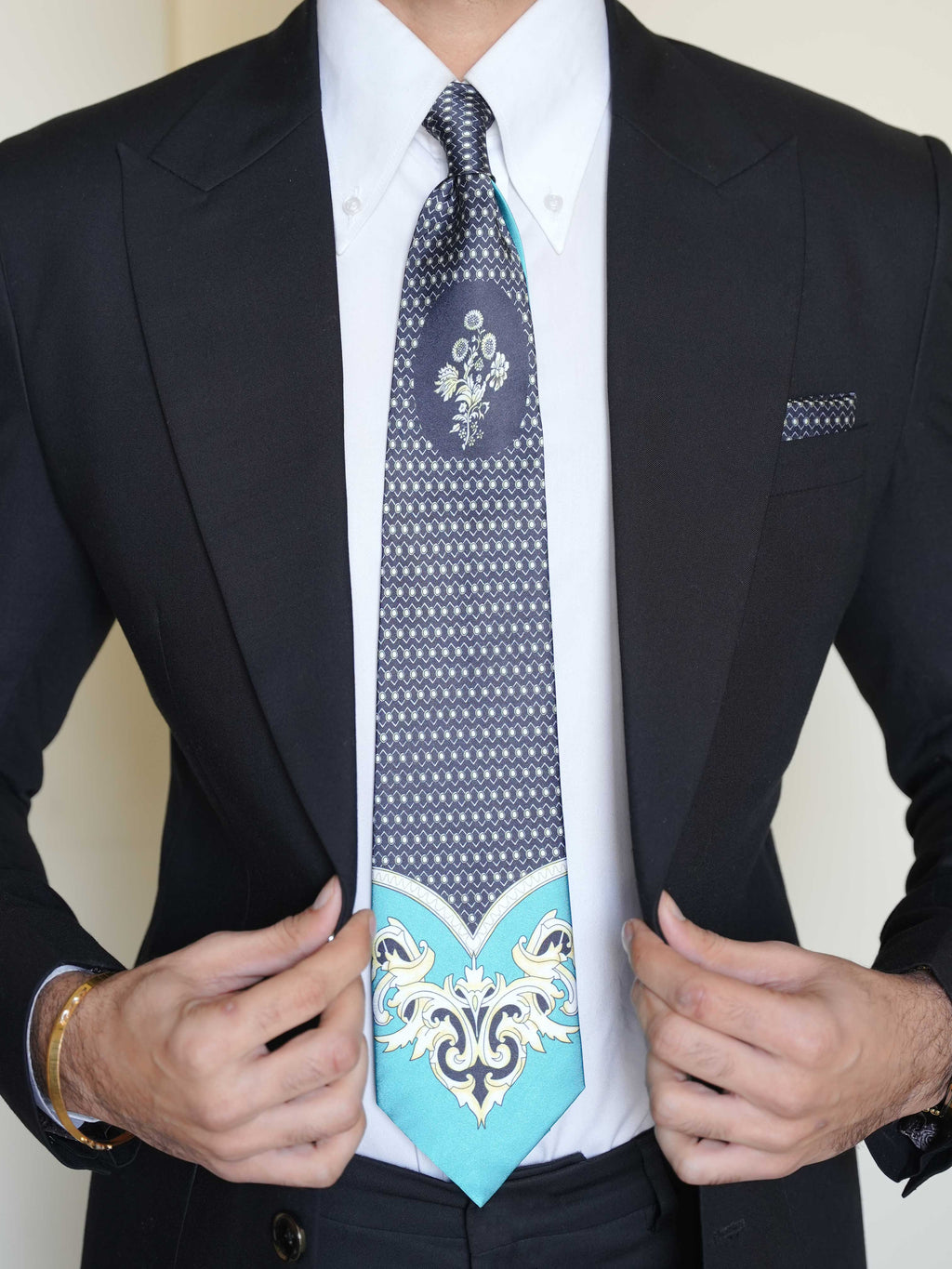 Turquoise Blue Vintage Broad Tie Set – Warsan